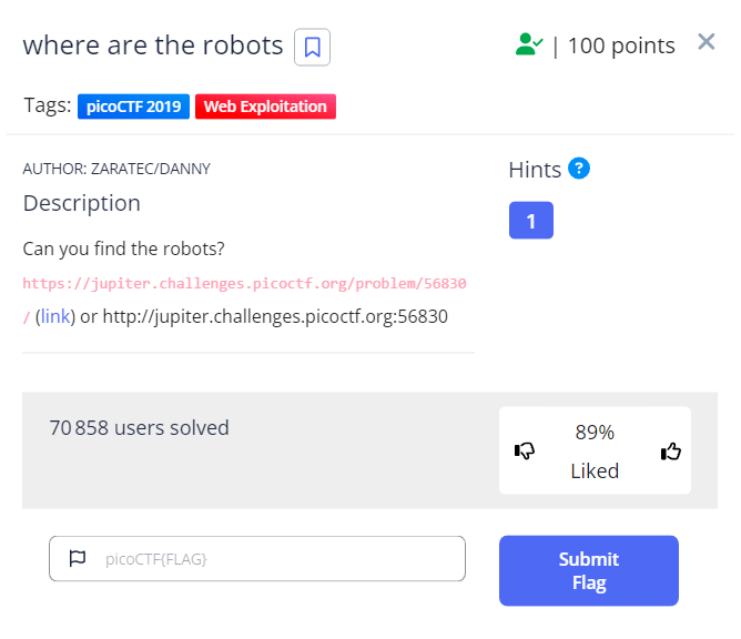 picoCTF: where are the robots. where are the robots | by Mondenovice | Medium