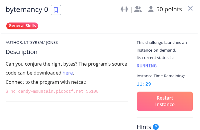 Bytemancy 0 — PicoCTF 2026. Sending the correct ASCII bytes to a… | by ...