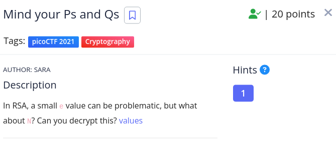 PicoCTF — Mind your Ps and Qs - CJ007 - Medium