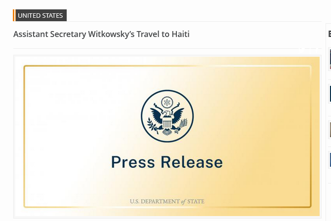 Assistant Secretary Witkowsky’s Travel to Haiti | by BB News ...
