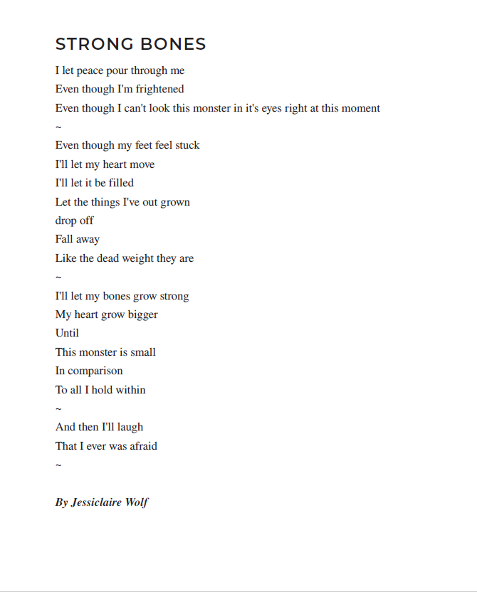Strong Bones — by Jessiclaire Wolf — Poem 1 of 20 from Intertwine’s ...