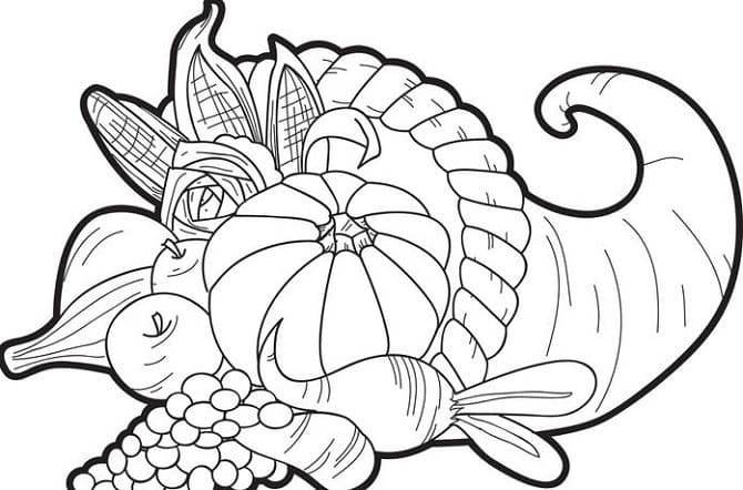 Thanksgiving Cornucopia Coloring Pages
