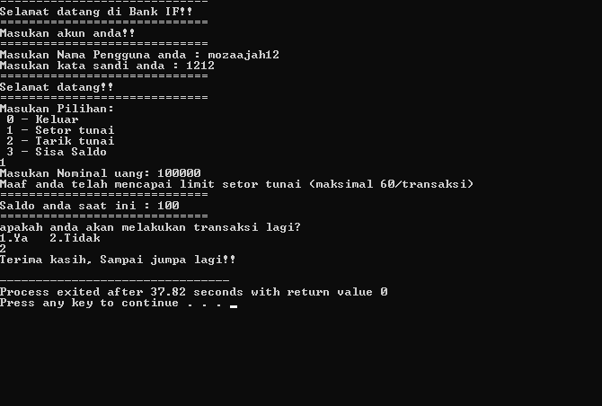 Sistem ATM Dengan Bahasa C++. Oleh Muhammad Shah Zaid — 1227050095 | by Muhammad Shah Zaid | Medium
