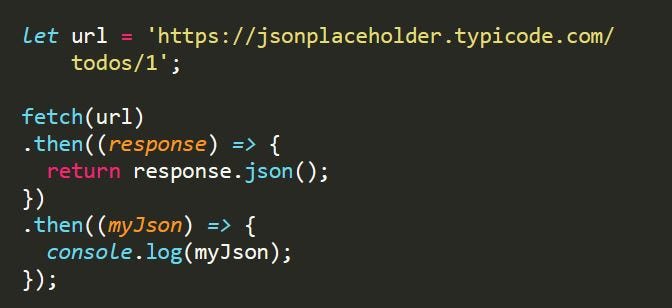 Using fetch API: JavaScript. The fetch API is a method we often use ...