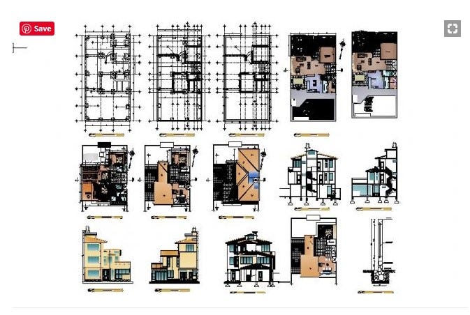 Architectural drawing of the house with furniture details in dwg file ...