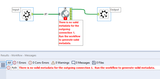 Python macros in Alteryx, how to get rid of the valid metadata error ...