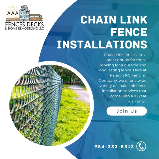 Chain Link Fence Installation in Raleigh - AAA Fences Decks - Medium