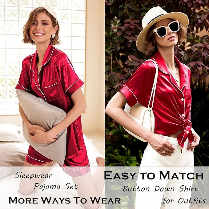 A Review of Ekouaer Silk Pajamas Women’s Short Sleeve Sleepwear | by ...