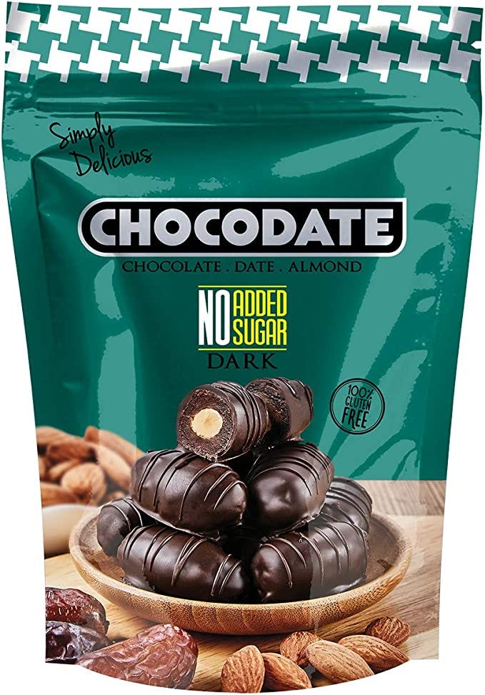 Chocodate No Sugar Added- 250gm, Rich Silky Chocolate, Roasted Almonds ...