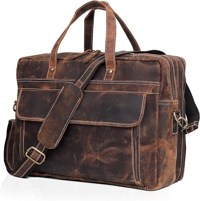 Cuero Leather Messenger Bag for Men — Full Grain Leather Briefcase ...