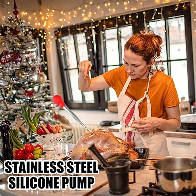 Turkey Baster for Cooking, Stainless Steel Turkey Baster Syringe, Red ...