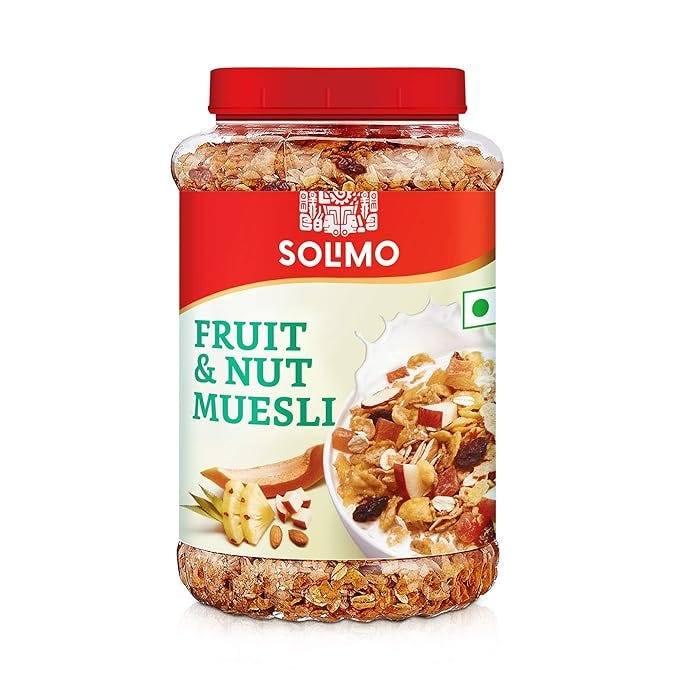 Amazon Brand — Solimo Fruit and Nut Muesli 1kg Jar | Contains 83% Fruits, Nuts & Multigrains ...