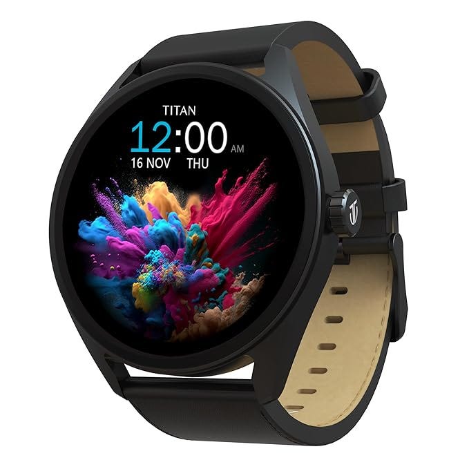 Titan Crest Premium Leather Strap Smartwatch|1.43" AMOLED Display with ...