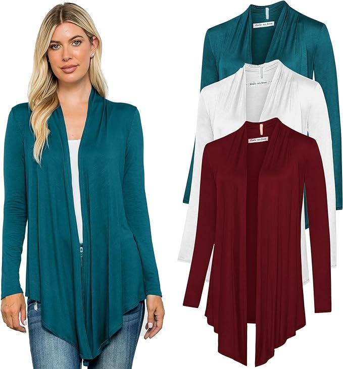 Free to Live Long Sleeve Cardigan 3-Pack: Elevate Your Style with ...