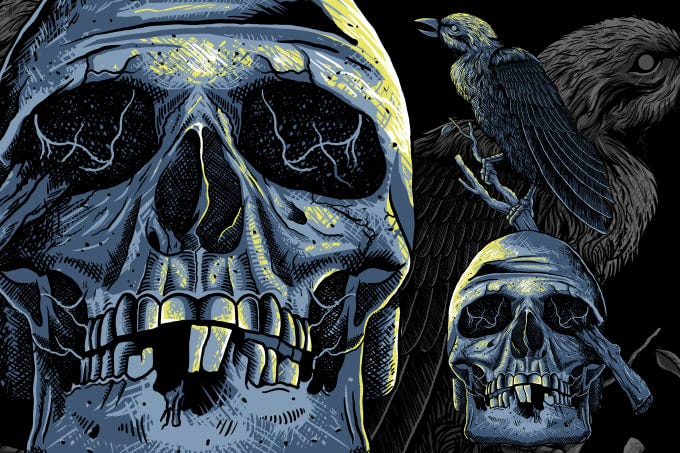 Big Deals! I will design tshirt skull skeleton drawing illustration ...