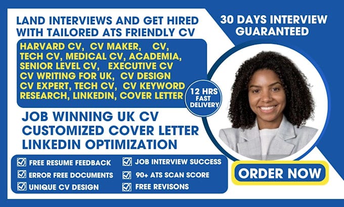 I will offer CV writing for UK, harvard CV, professional CV design ...