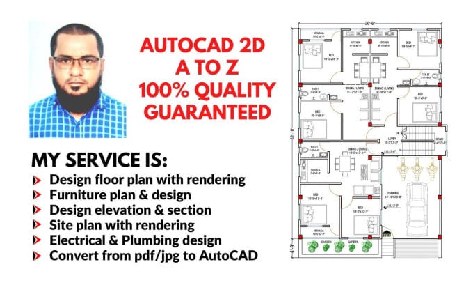 Best Price! I will design autocad 2d floor plan architectural floor ...