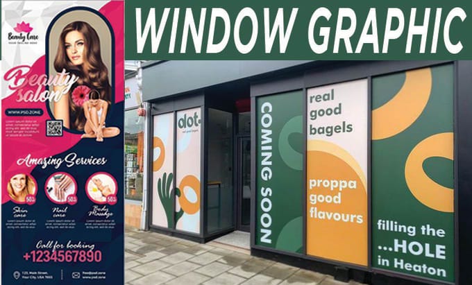 Hot Review! I will create modern shopfront or storefront window graphics ,signage design for $15 ...