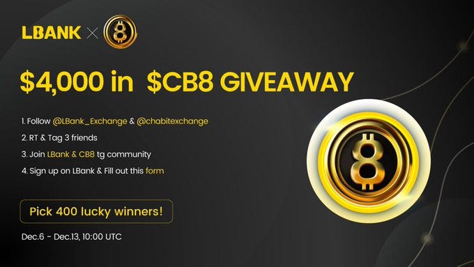 Lbank & CB8 Airdrop: $4000 CB8 tokens await | by Airdrop X | Dec, 2023 | Medium