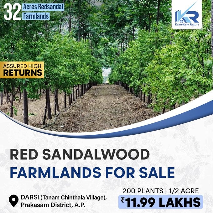 32 Acres Red Sandal Farmlands | Karthikeya Reality | 09396211097 ...