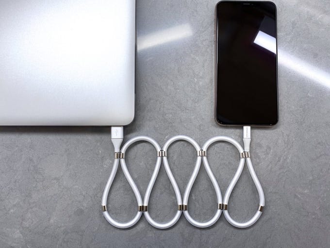 This is the most brilliant cable for the iPhone. It Never gets tangled ...
