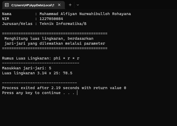Dasar Pemrograman — Menghitung Luas Lingkaran dengan jari-jari yang dilewatkan melalui parameter ...