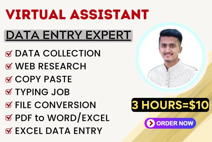 I will be your personal virtual assistant for fastest data entry typing ...