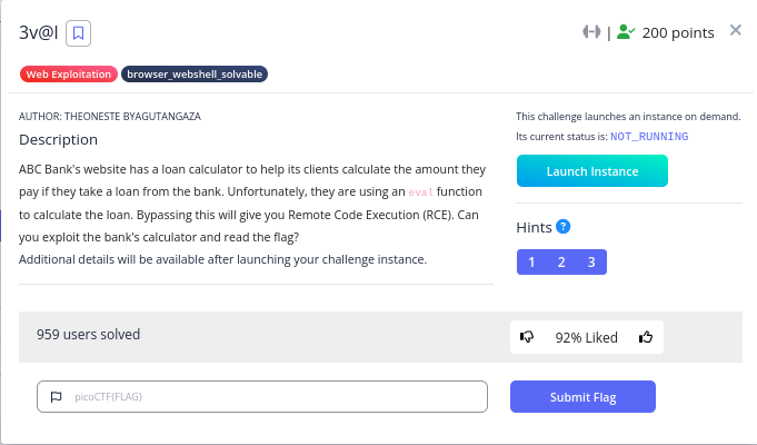PICOCTF 2025–Web:3v@l. Bypassing Regex-Based Security Filters… | by Gba | Medium