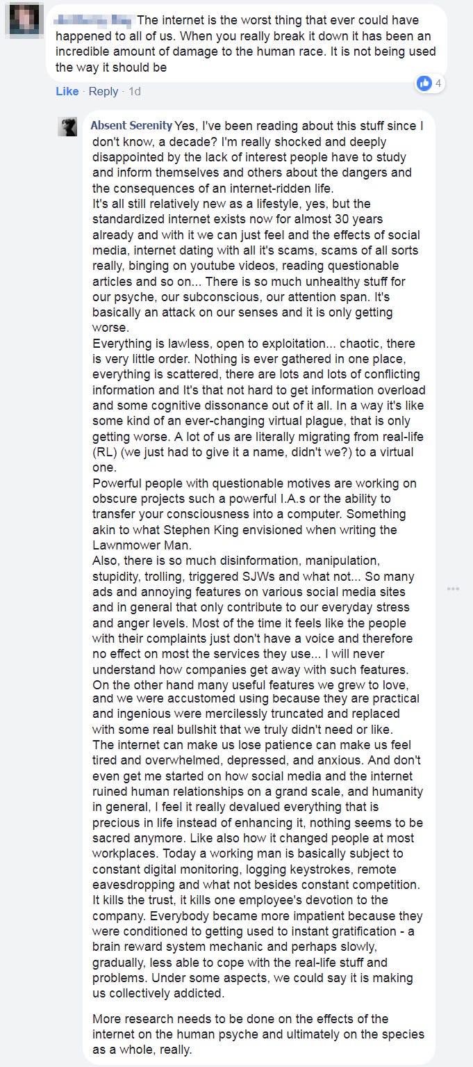 Some thoughts about the effects of internet on life and humanity in ...