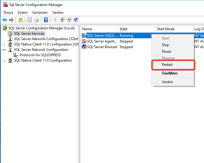 Local Ağda MSSQL Server Erişimi. 1. SQL Server Configuration Manager’da ...