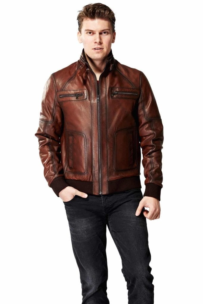 The Men’s 100% Real Brown Leather Bomber Ferret Classic Jacket | by ...