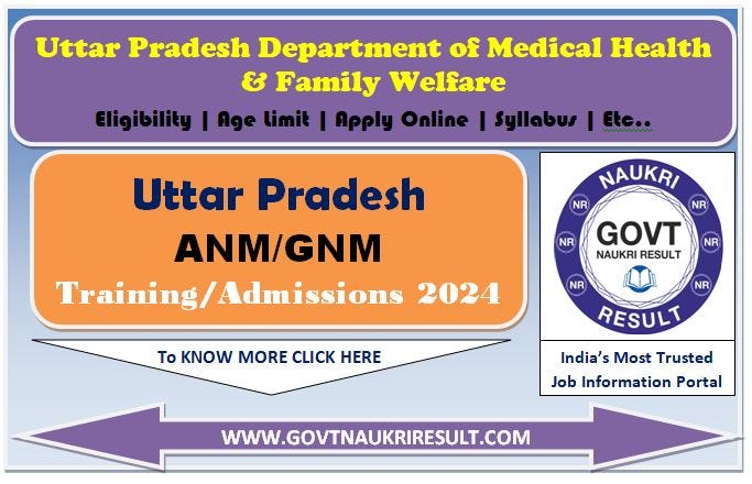 Uttar Pradesh Up Dgmhup Anm Gnm Training Program Admissions 2024