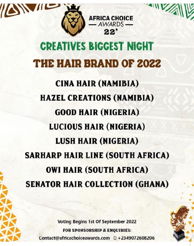 Sarhap Hair-Line Nominated as The Hair Brand of The Year 2022 Africa ...