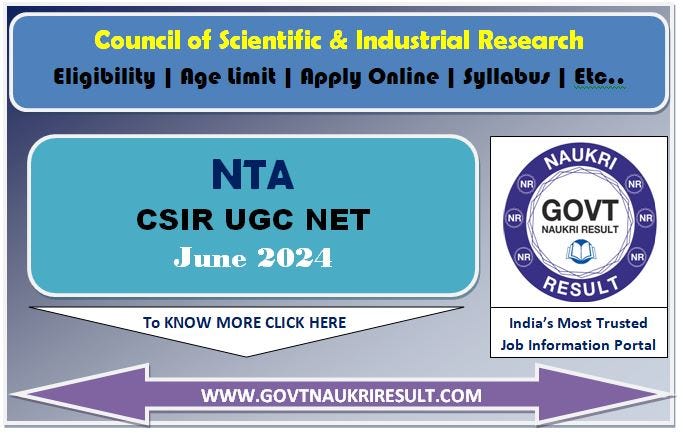 NTA CSIR UGC NET / JRF Exam June 2024 New Exam Dates Council of ...