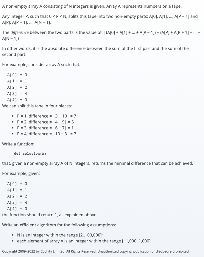[Code Kata] 코딜리티 Codility Lesson3 — TapeEquilibrium - SunRiv Blog - Medium