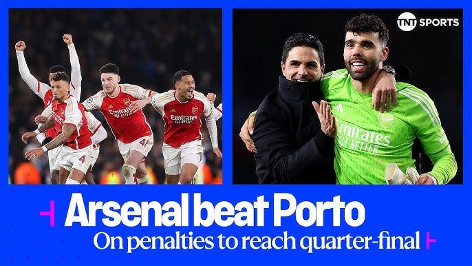 Arsenal beat porto on penalties to reach quarter-finals | by Moviefundreams | Mar, 2024 | Medium
