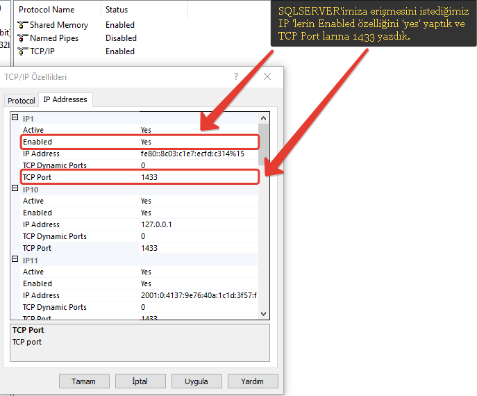 Local Ağda MSSQL Server Erişimi. 1. SQL Server Configuration Manager’da ...