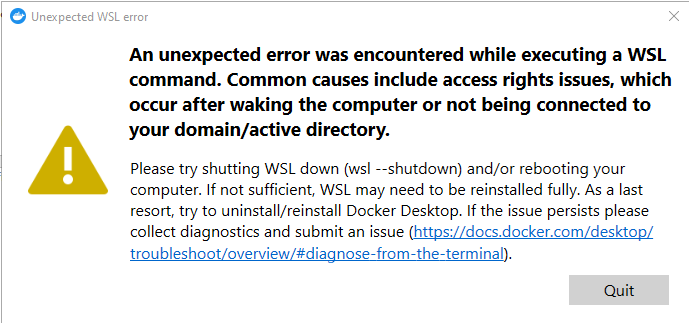 Fix Docker When “an Unexpected Error Was Encountered While Executing A Wsl Command Common