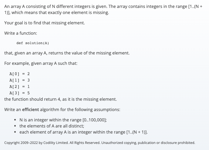 [Code Kata] 코딜리티 Codility Lesson3 — PermMissingElem - SunRiv Blog - Medium