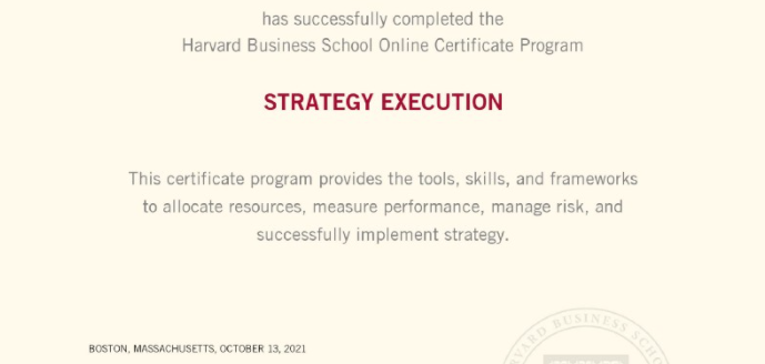 Resumo do curso Strategy Execution da Harvard Business School Online ...