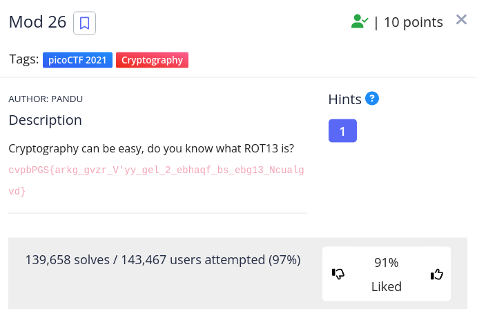 PicoCTF Gym — Mod 26 (Writeups) - CJ007 - Medium