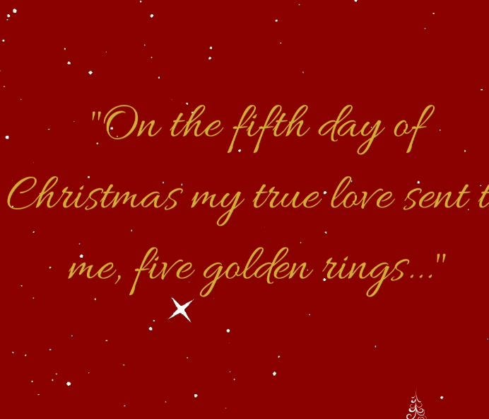 The fifth day of Christmas. Five golden rings | by Rovingthinker | Medium