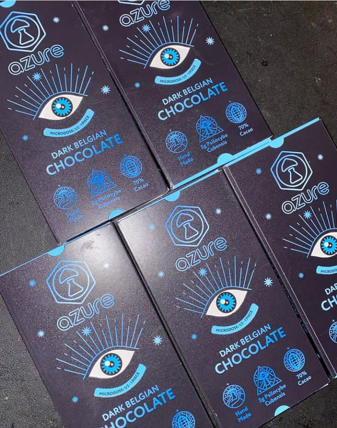 Azure Mushroom Chocolate Trippy bar - mushroomresercheshop.com/ - Medium