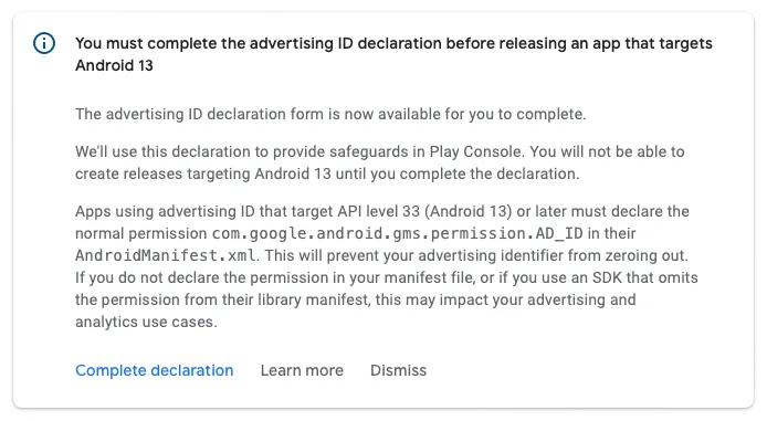 Android 13 S Advertising Id Declaration And How To Resolve Issue By