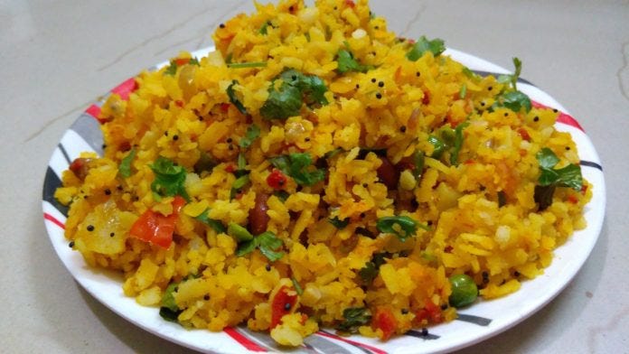 Mixed Vegetable Poha Recipe : Indian Breakfast of Poha Made Healthy ...