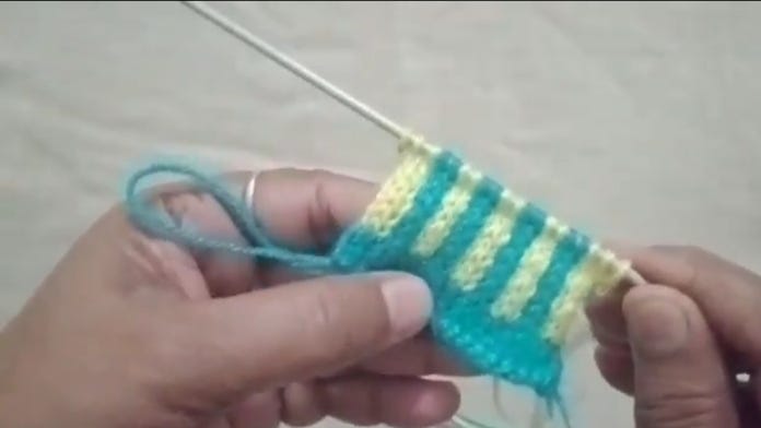 Knitting stripes pattern || #slip stitch || double colour design | by ...
