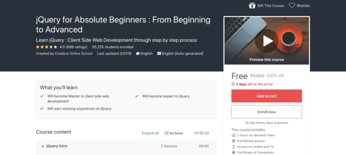 jQuery for Absolute Beginners : From Beginning to Advanced [FREE ...