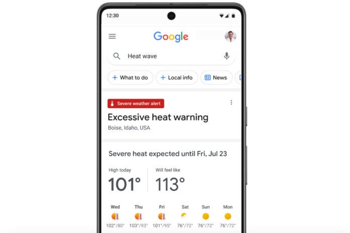 Google will release brand new alerts for extreme temperatures to Search ...