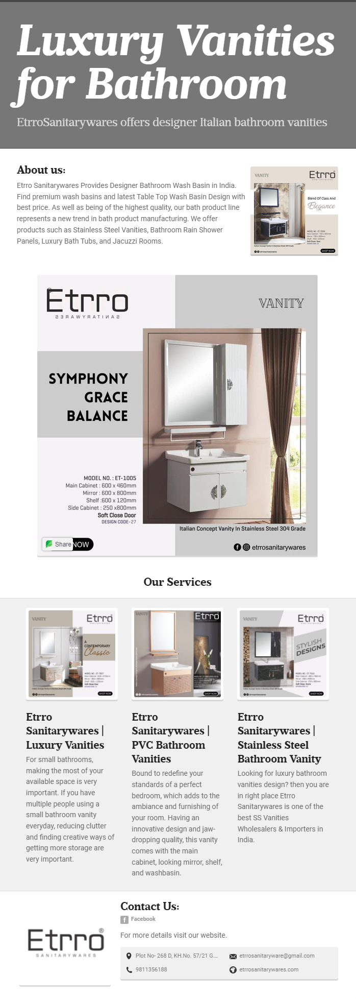 Etrro Sanitarywares | Luxury Vanities for Bathroom - Etrrosanitarywares ...