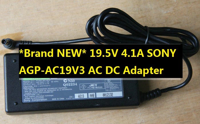 *Brand NEW* AC DC Adapter DC 19.5V 4.1A (80W) SONY AGP-AC19V3 POWER ...